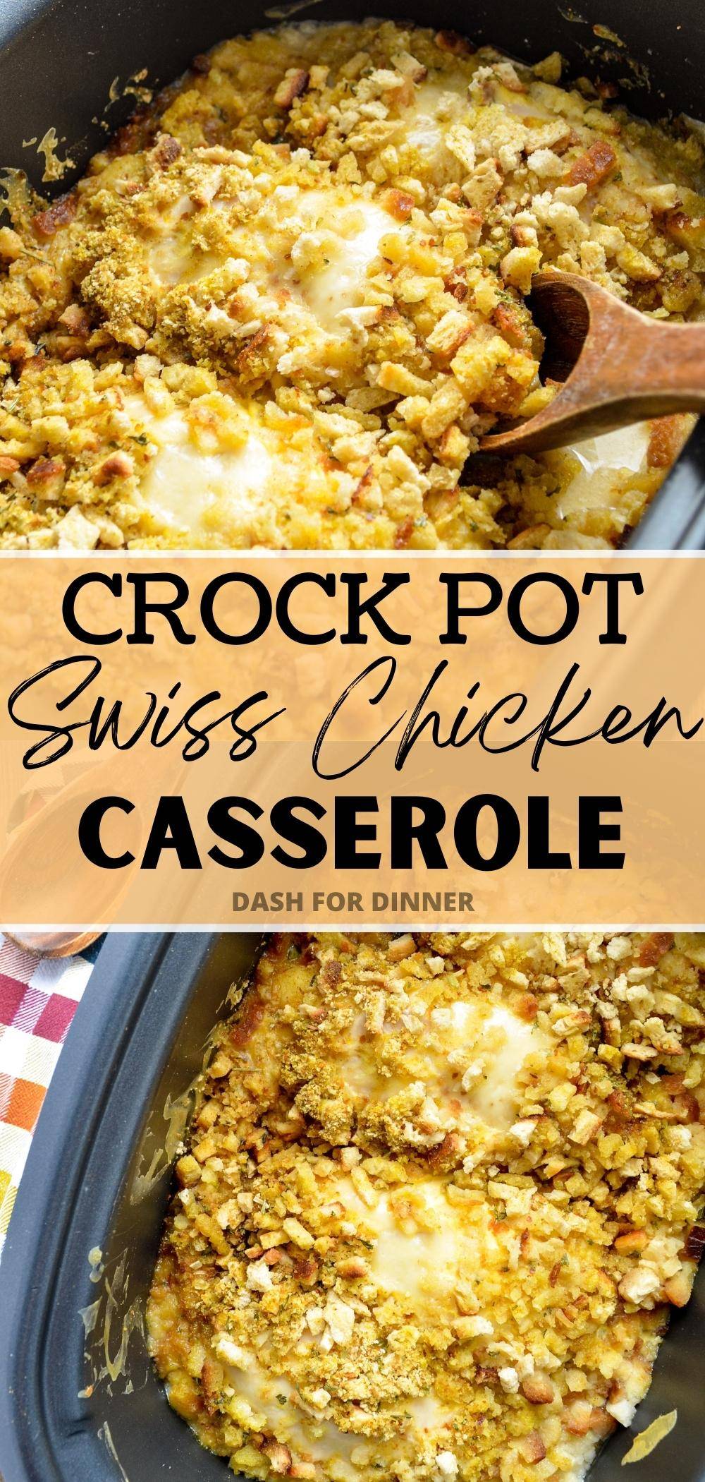 Slow Cooker Swiss Chicken Casserole - Dash for Dinner