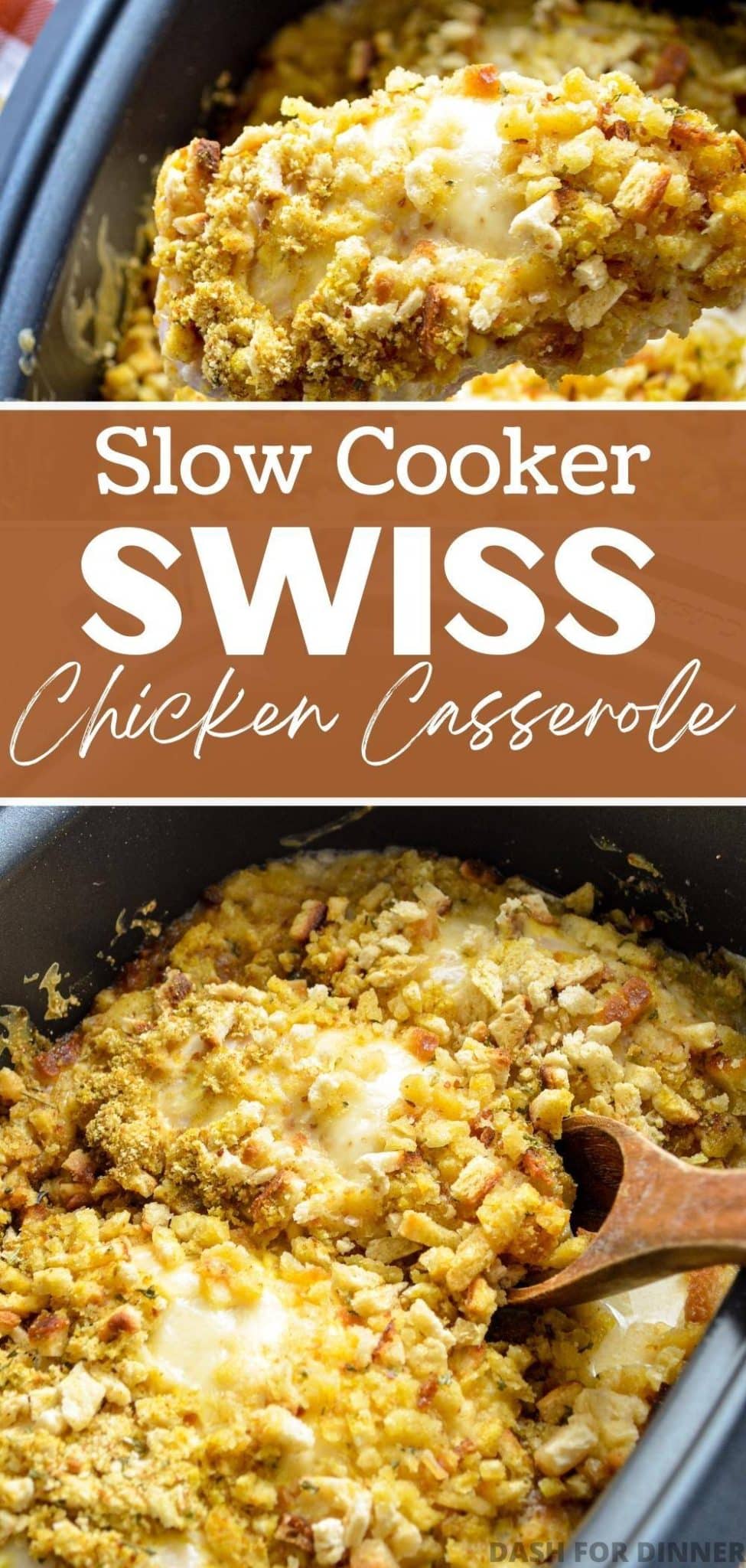 Slow Cooker Swiss Chicken Casserole - Dash for Dinner
