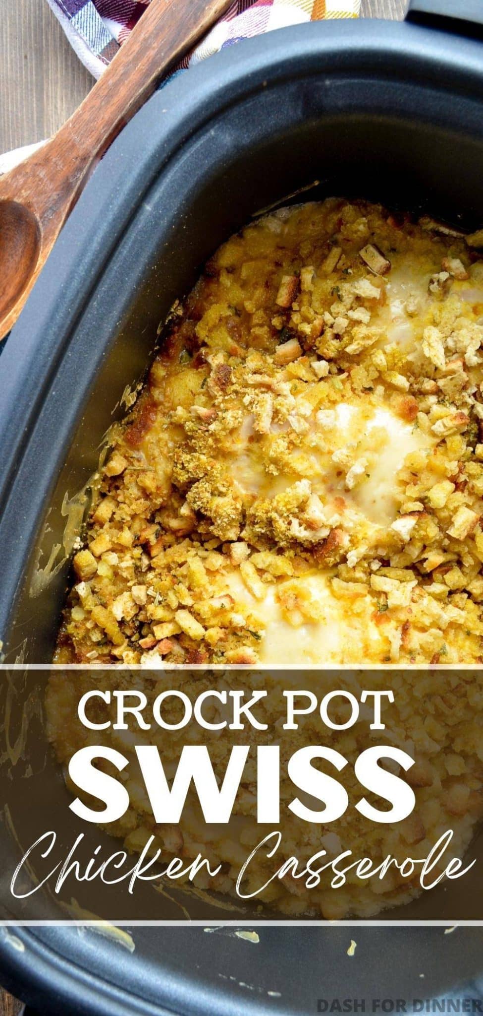 Slow Cooker Swiss Chicken Casserole - Dash for Dinner