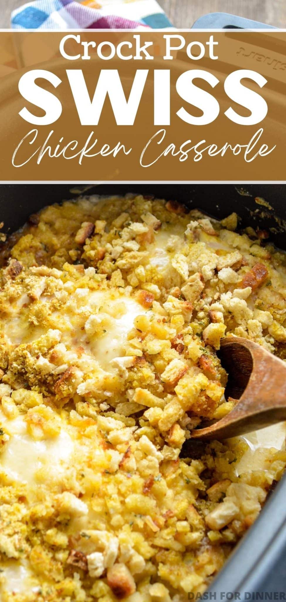 Slow Cooker Swiss Chicken Casserole - Dash for Dinner