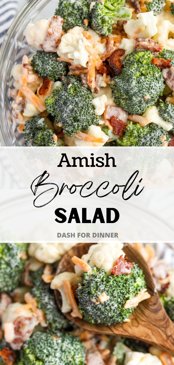 Amish Broccoli Salad with Cauliflower and Bacon