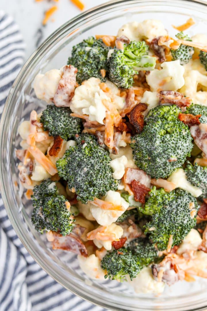 Amish Broccoli Salad with Cauliflower and Bacon