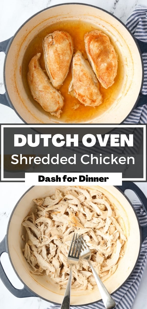 Dutch Oven Shredded Chicken - Dash for Dinner