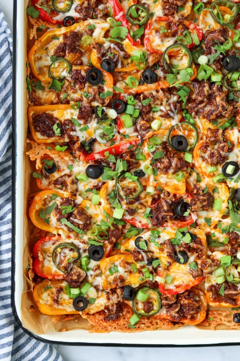 Bell Pepper Nachos (Loaded Sheet Pan Recipe) - Dash for Dinner
