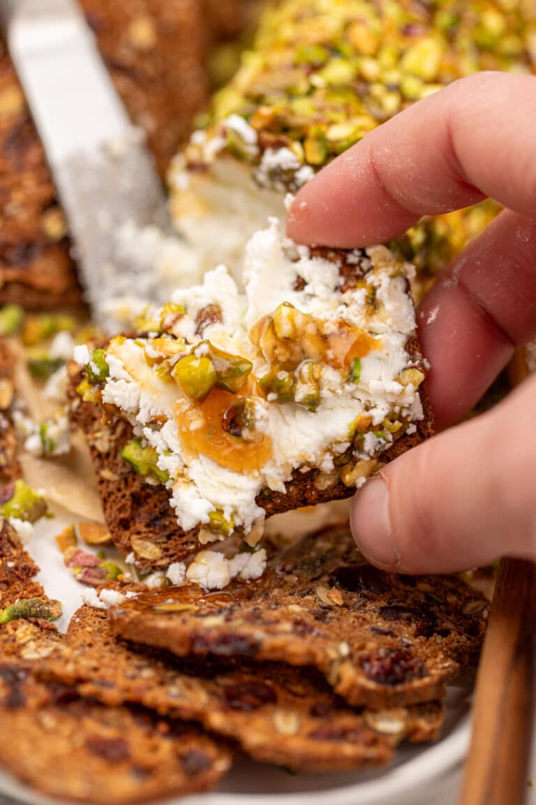 Goat Cheese Appetizer with Pistachios and Hot Honey - Dash for Dinner