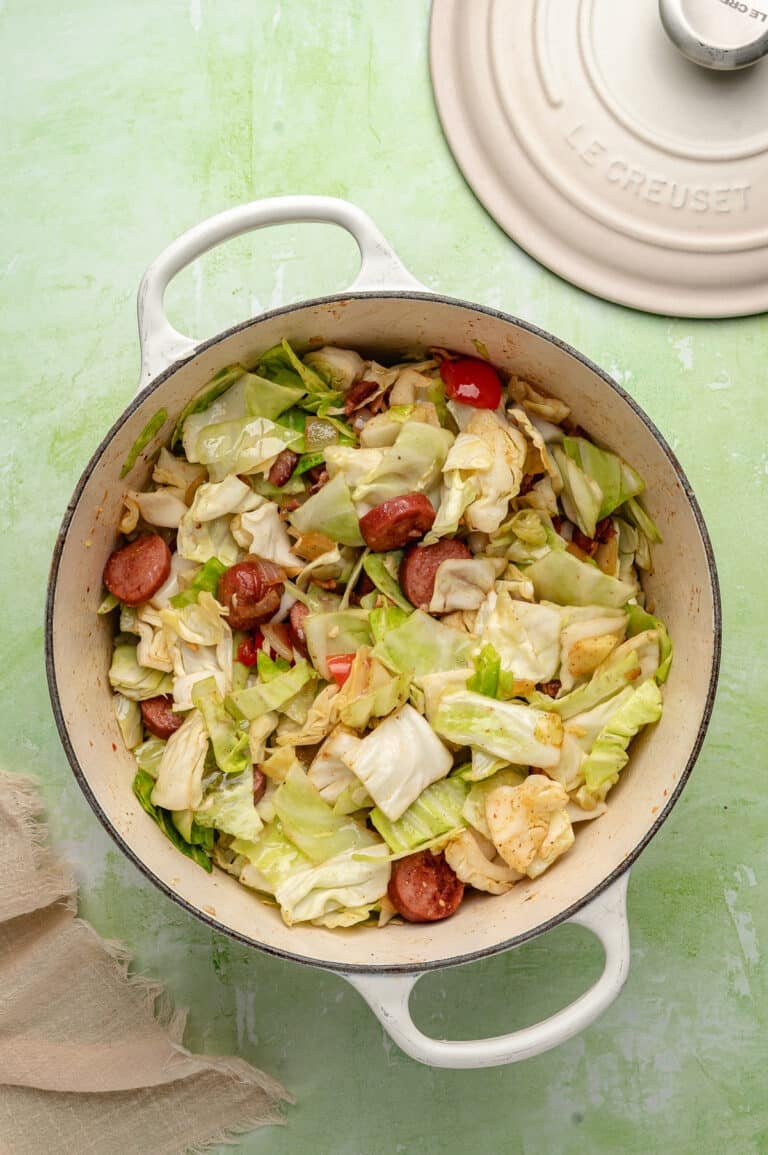 Swamp Cabbage (Smothered Cabbage and Sausage Stew) - Dash for Dinner