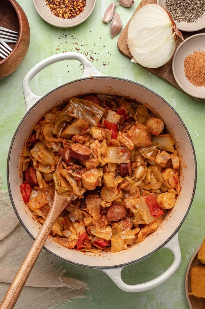 Swamp Cabbage (Smothered Cabbage and Sausage Stew) - Dash for Dinner